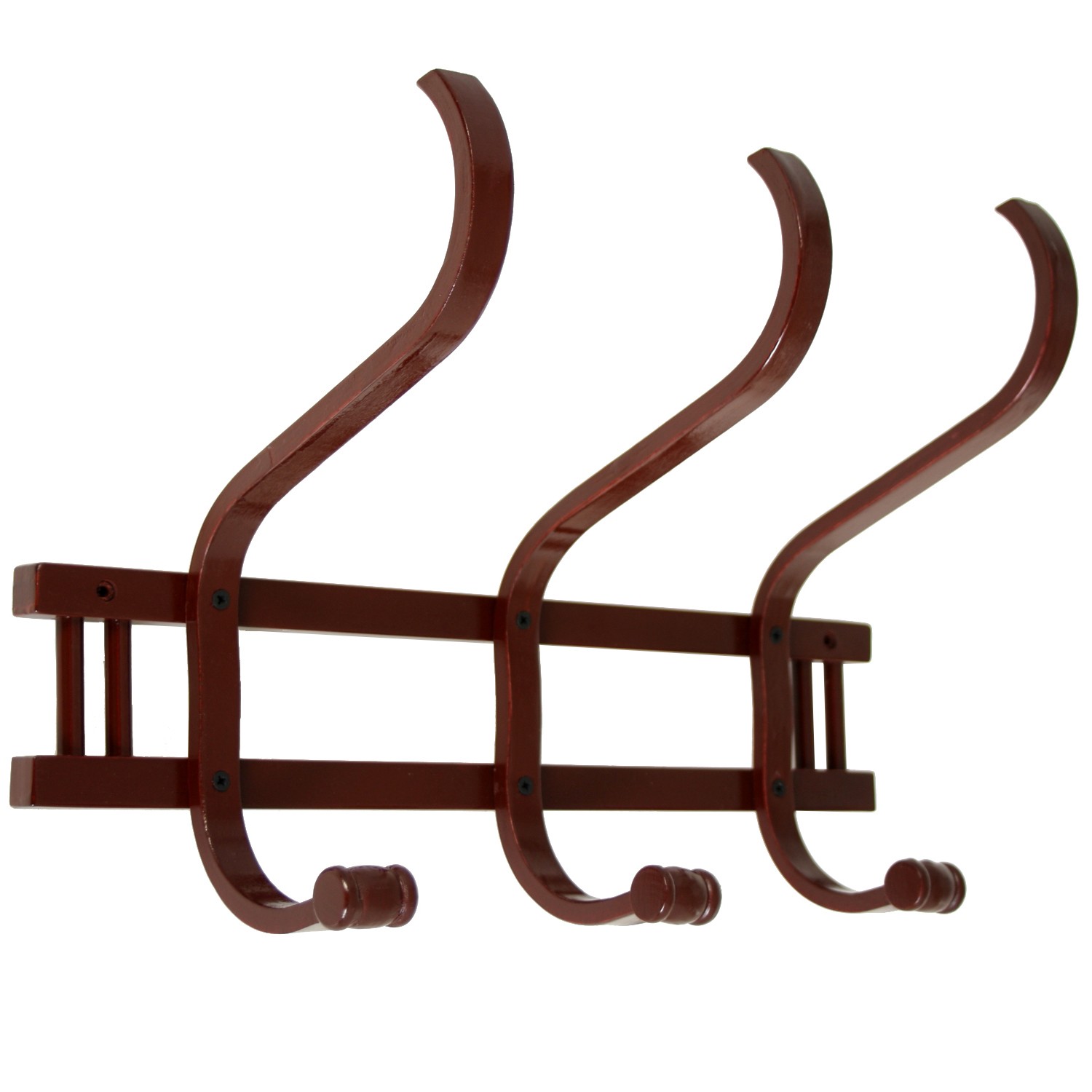 Walnut Color Wooden Wall Coat Rack W/3 Hooks 45x31x21cm, Wood: Birch ...