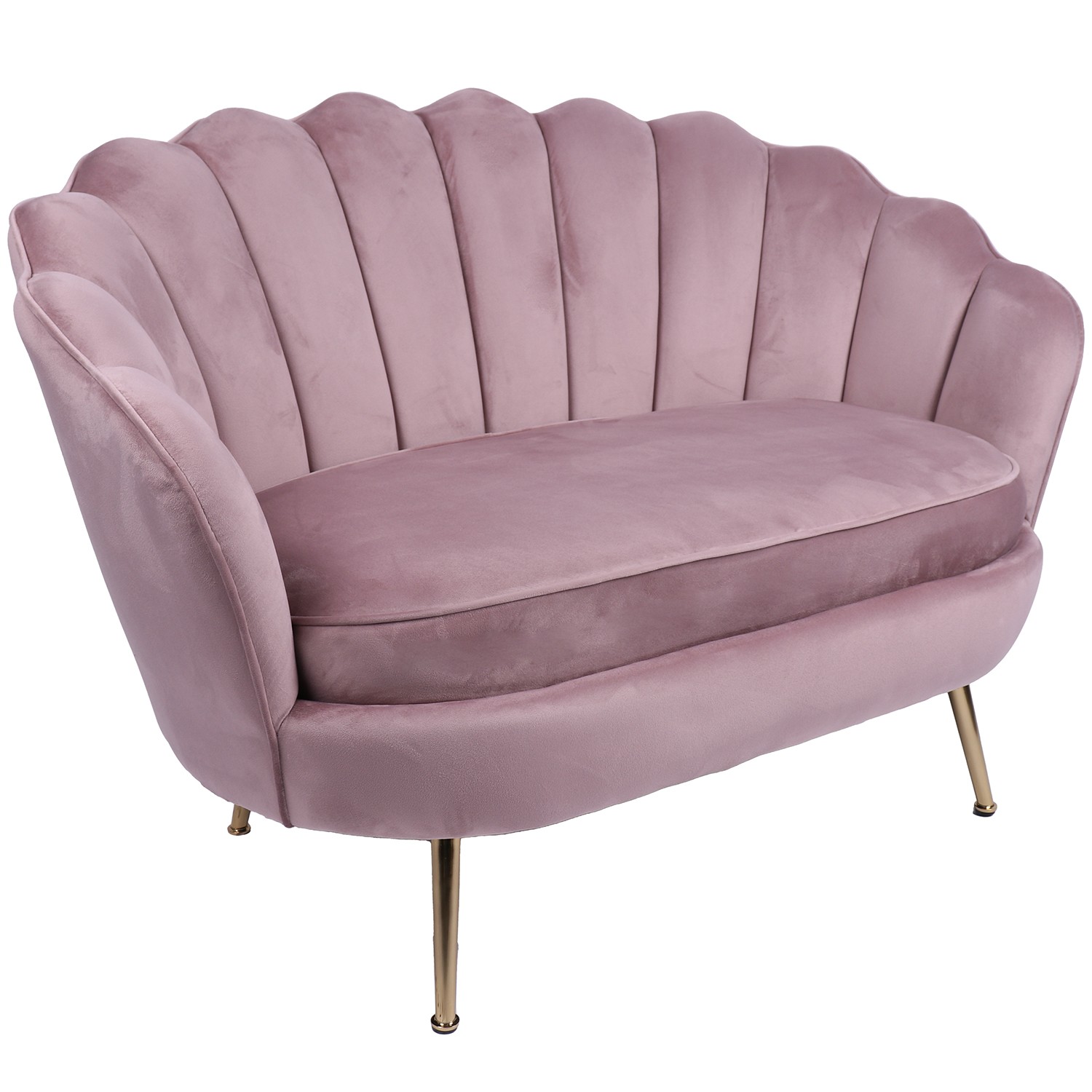 2 Seater Sofa Mauve Velvet Golden Metal Legs 129x76x87cm Height Of Seat ...